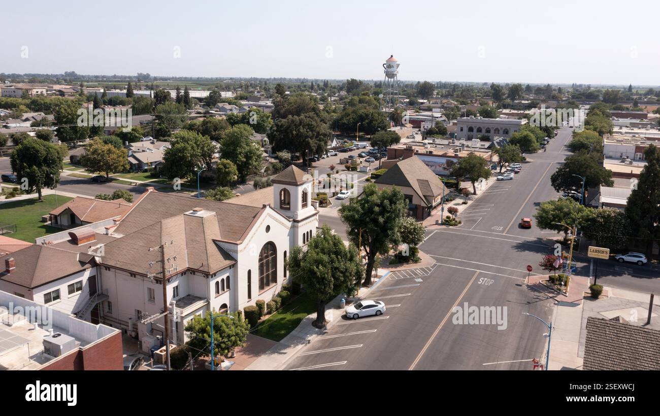 Kingsburg, California, USA - July 14, 2021: A historic church stands in ...
