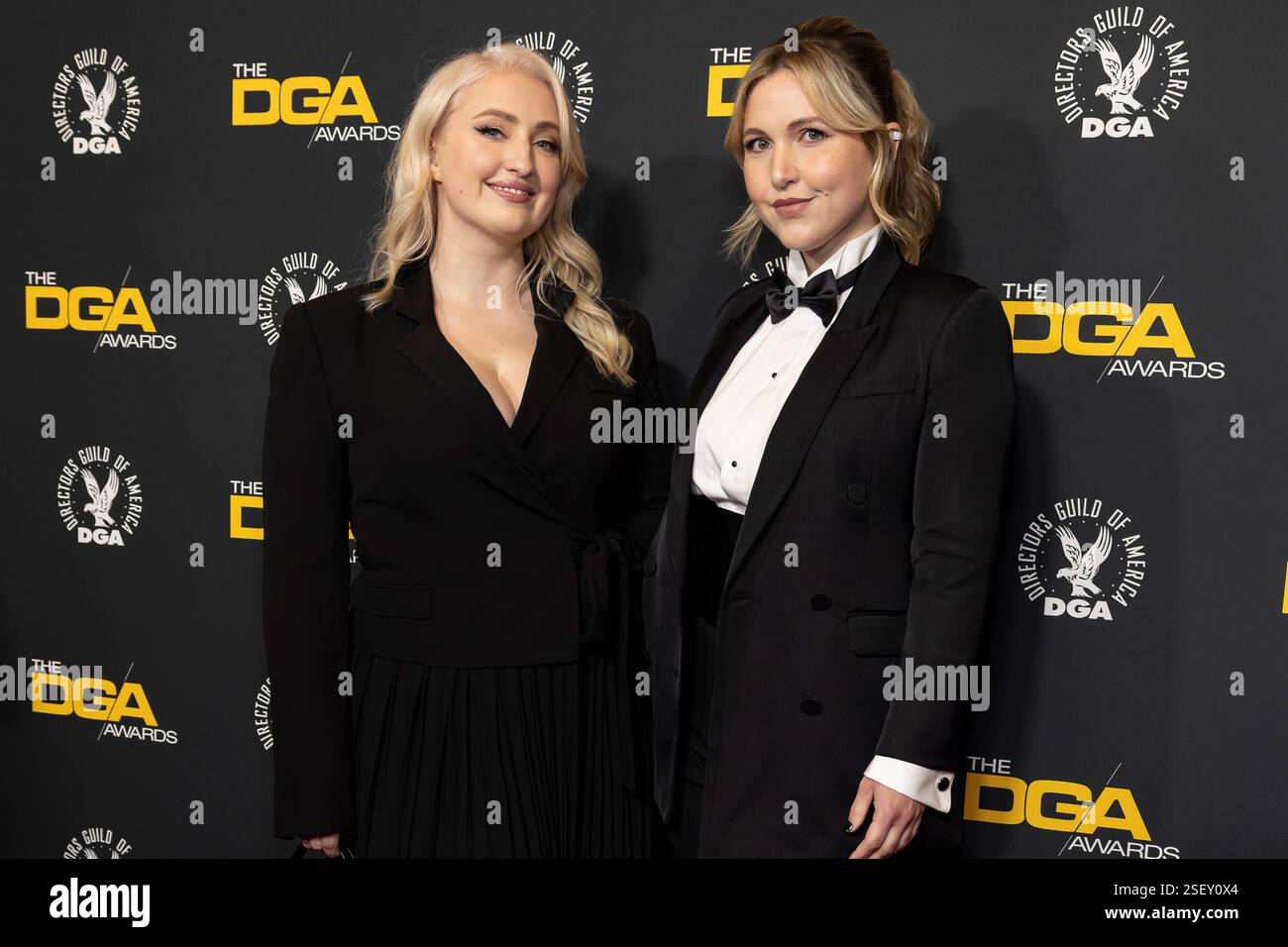 Beverly Hills, USA. 08th Feb, 2025. Sophie Buddle and Taylor Tomlinson ...