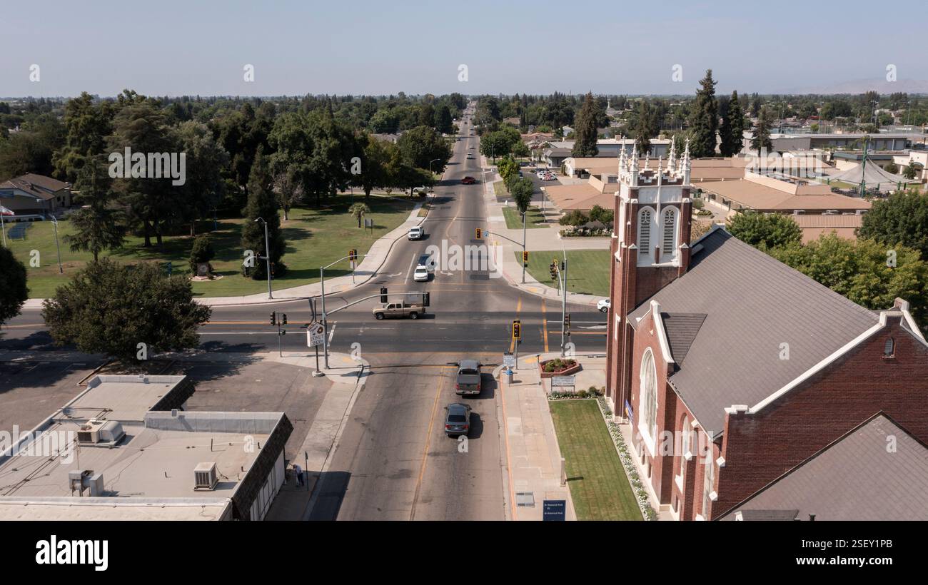 Kingsburg, California, USA - July 14, 2021: A historic church stands in ...