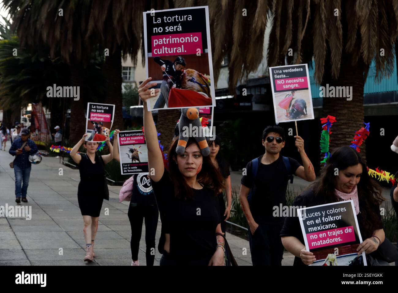 Mexico City, Mexico. 08th Feb, 2025. A group of animal rights activists ...