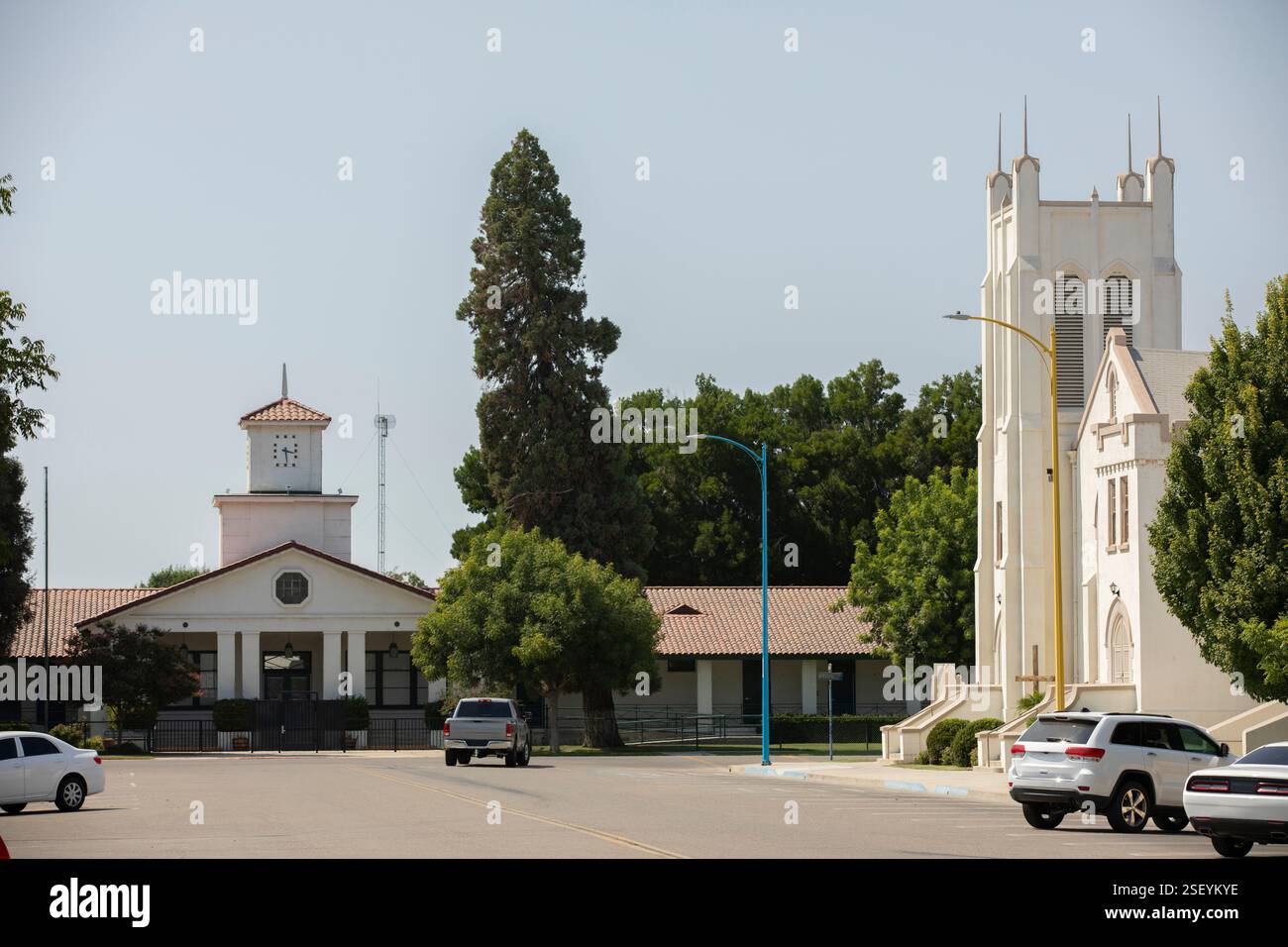 Kingsburg, California, USA - July 14, 2021: A historic church stands in ...