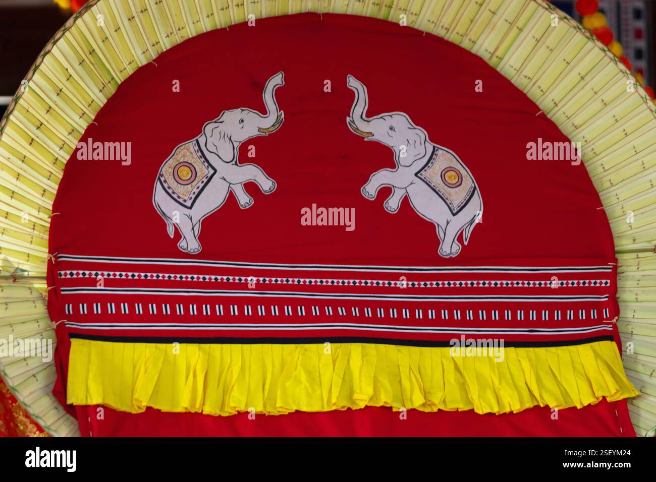 Back of the headdress of the Puliyoor Kali Theyyam, a manifestation of ...