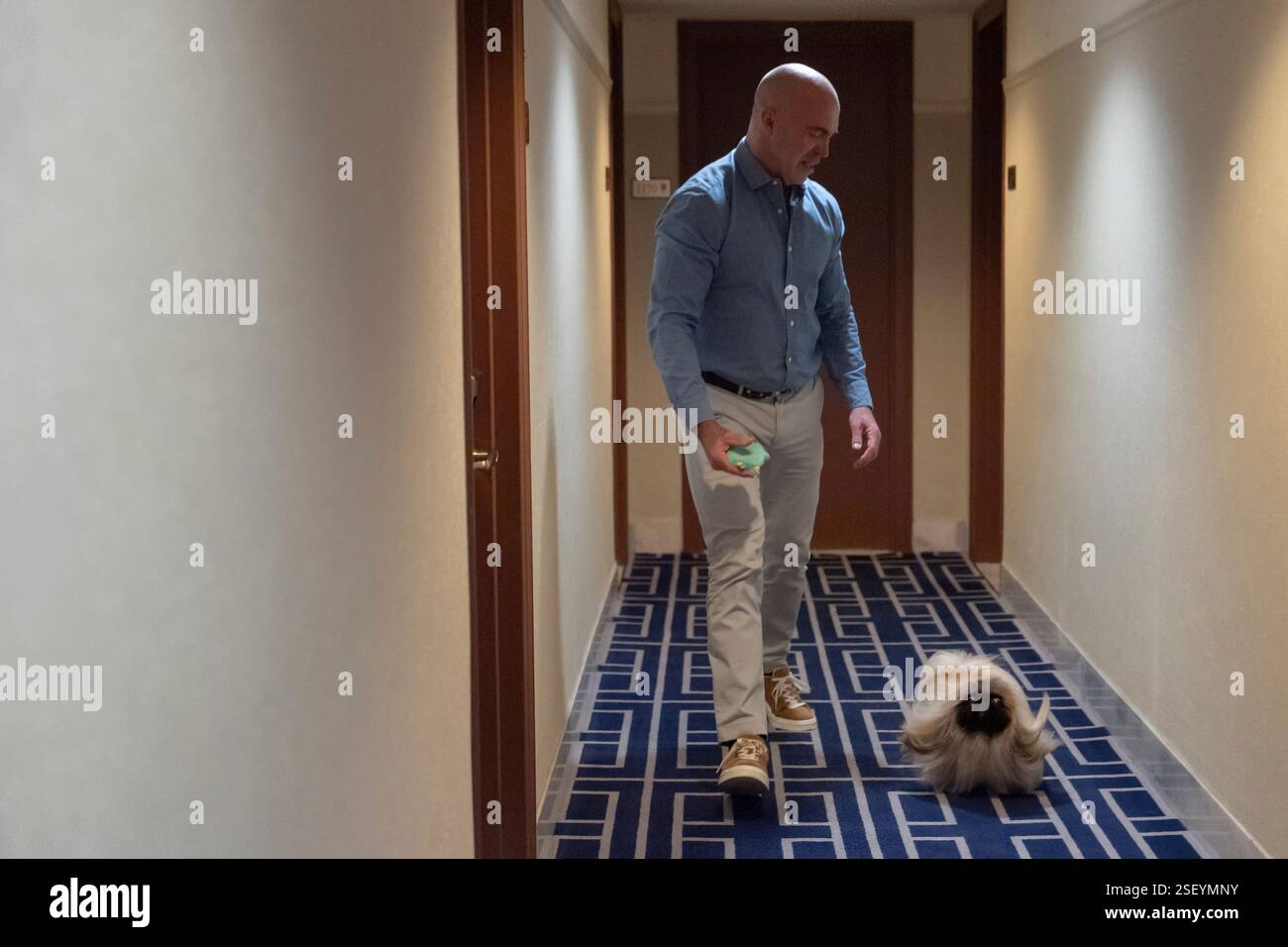 President of the Westminster Kennel Club Donald Sturz shows Fiona, his ...