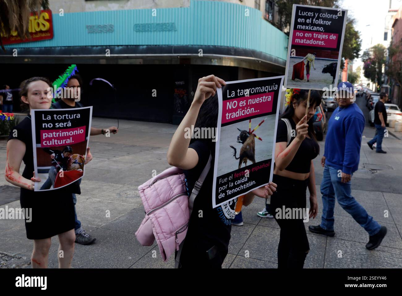 Mexico City, Mexico. 08th Feb, 2025. A group of animal rights activists ...