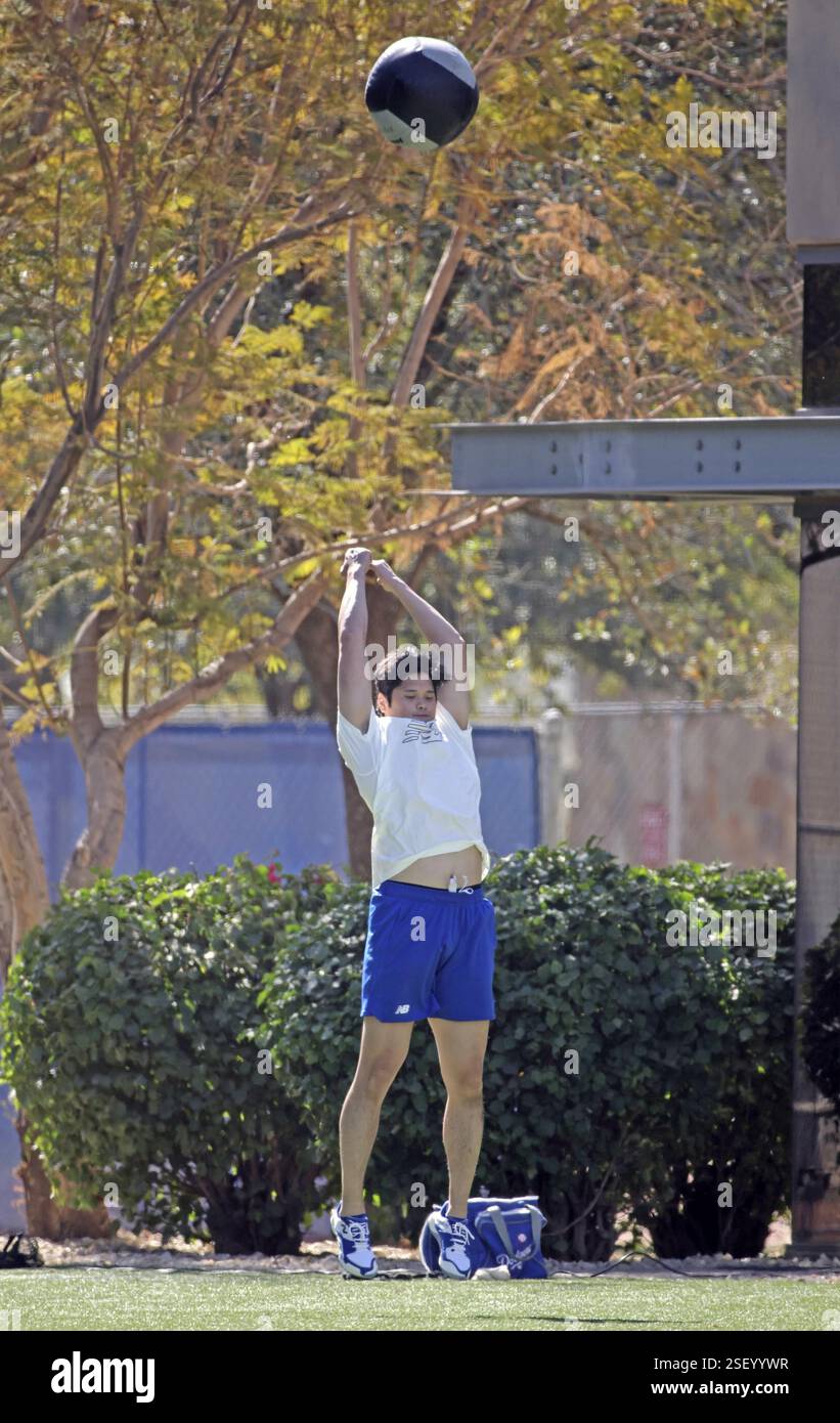 Shohei Ohtani of the Los Angeles Dodgers is pictured during a workout ...