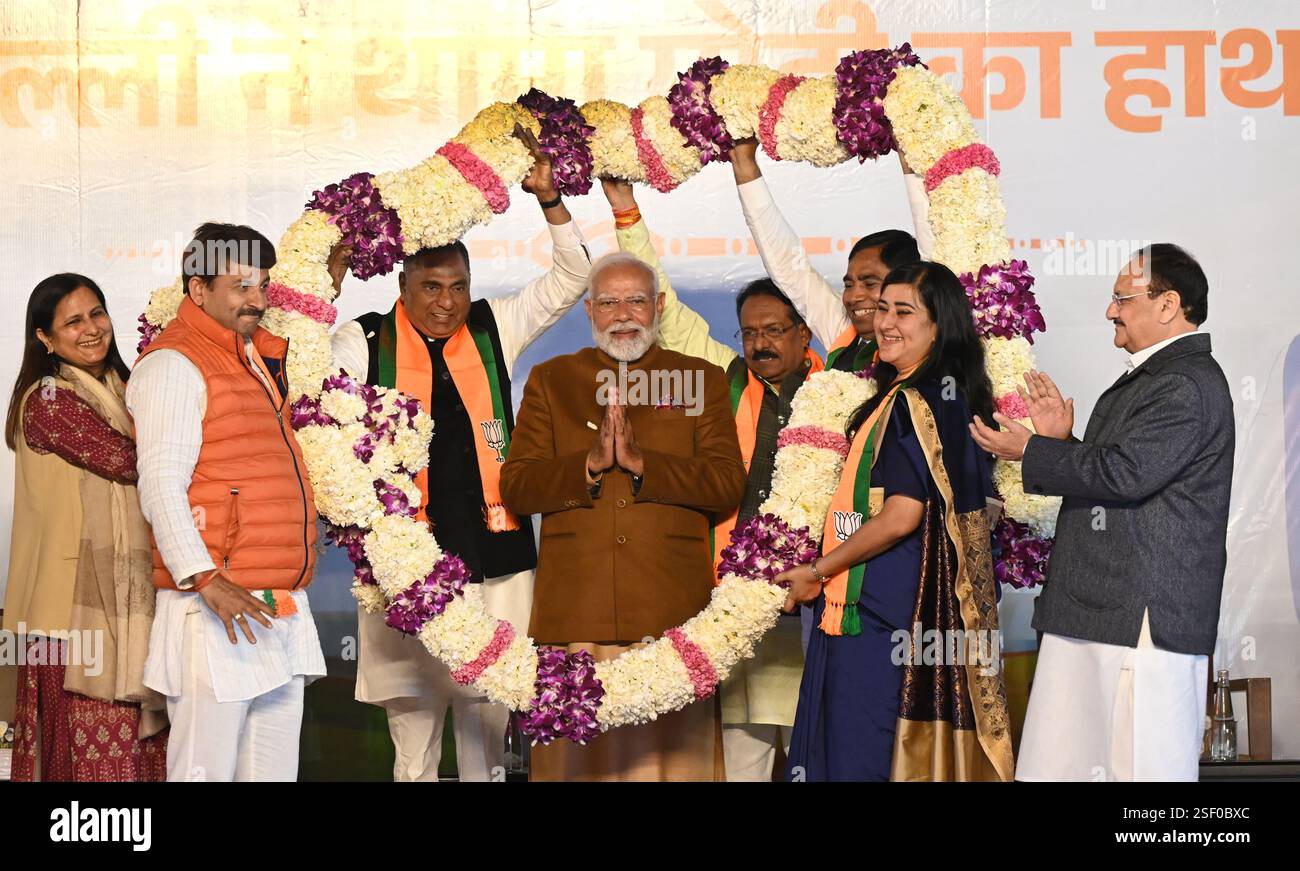 NEW DELHI, INDIA - FEBRUARY 8: Prime Minister Narendra Modi, BJP Delhi ...