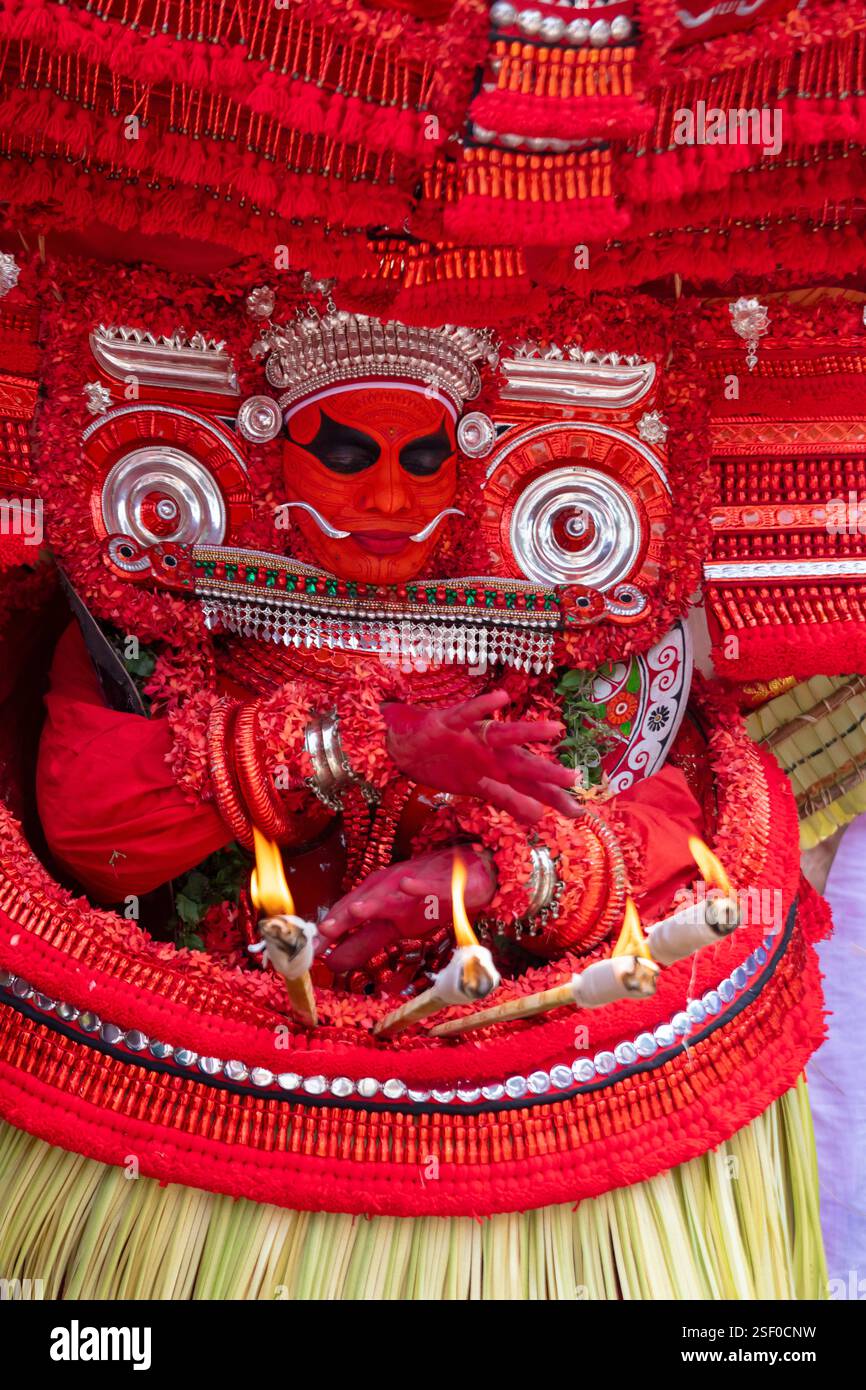 The Puliyoor Kali Theyyam is a manifestation of the Goddess Durga who ...