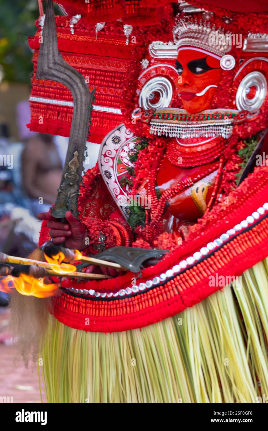 The Puliyoor Kali Theyyam is a manifestation of the Goddess Durga who ...