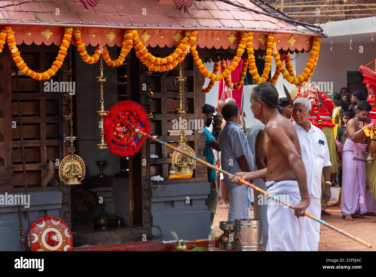 Temple ritual during the Puliyoor Kali Theyyam Hindu Religious Festival ...