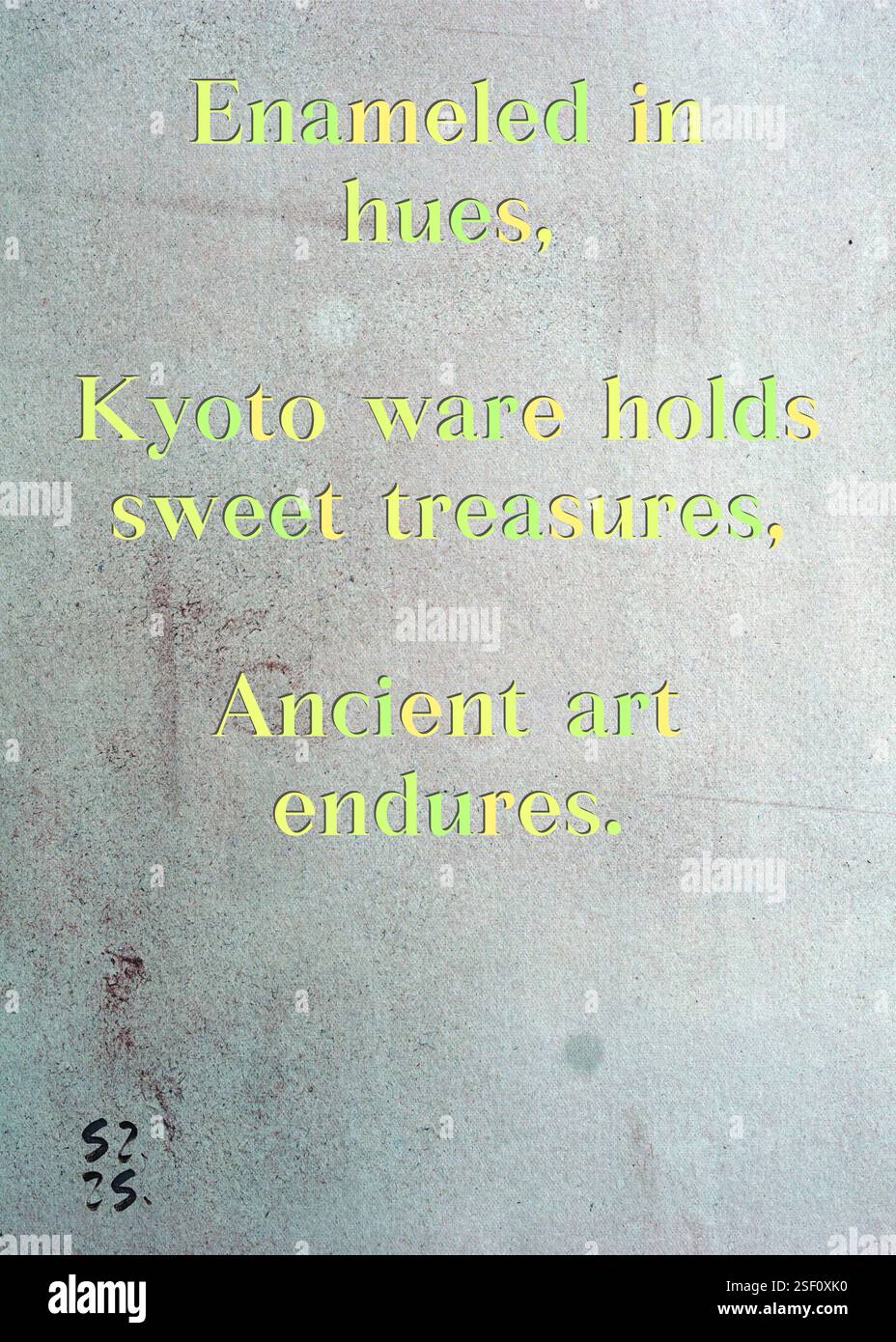 Enameled in hues, Kyoto ware holds sweet treasures, Ancient art endures ...