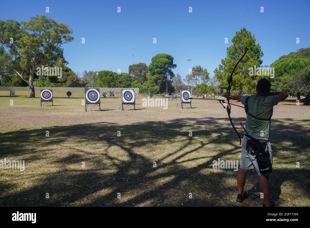 Adelaide, Australia 9 February 2025. Archers practice on a hot day at ...