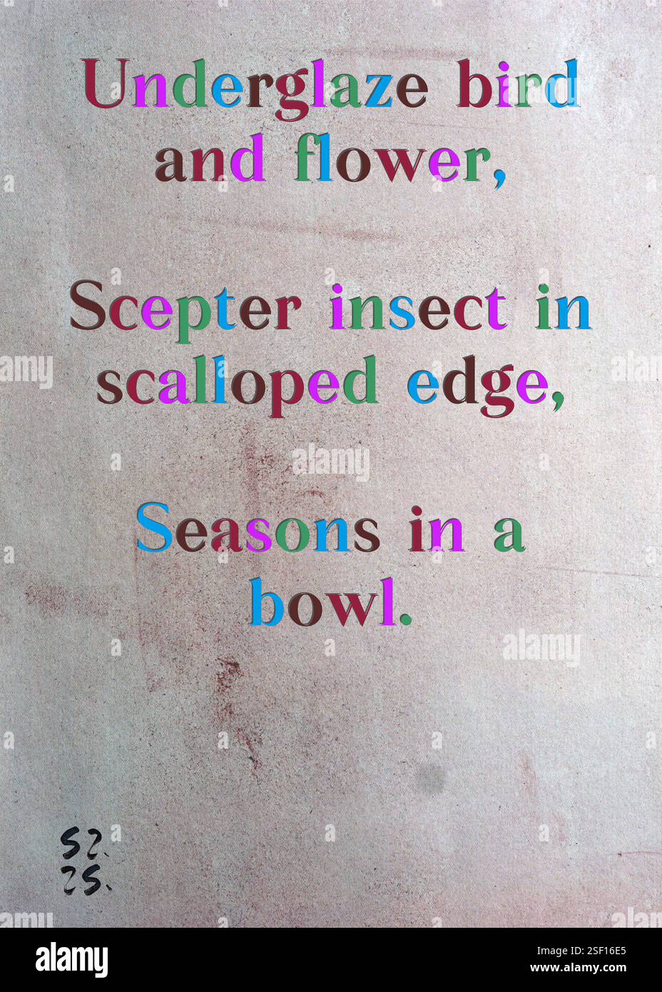 Underglaze bird and flower, Scepter insect in scalloped edge, Seasons ...