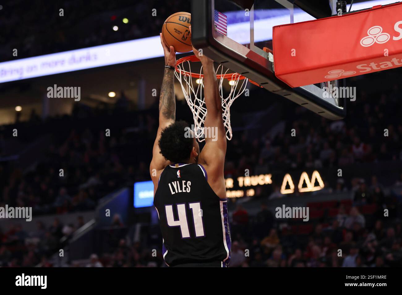 Sacramento Kings forward Trey Lyles (41) dunks against the Portland ...