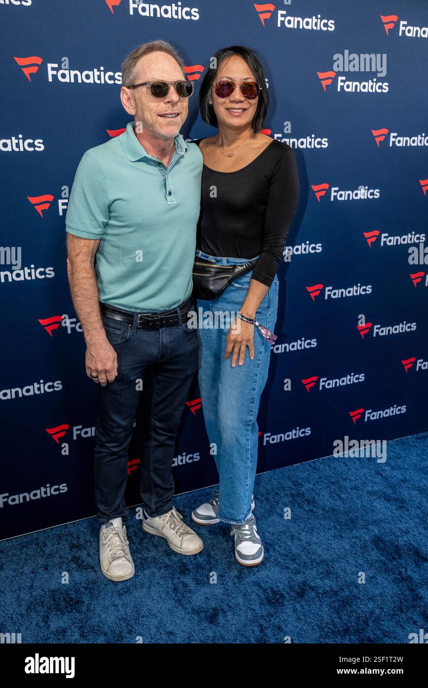 Sandy Montag, left, attends Michael Rubin's Fanatics Super Bowl party on Saturday, Feb. 8, 2025 ...