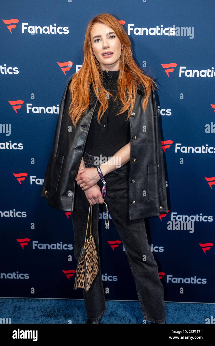 Emma Roberts attends Michael Rubin's Fanatics Super Bowl party on ...