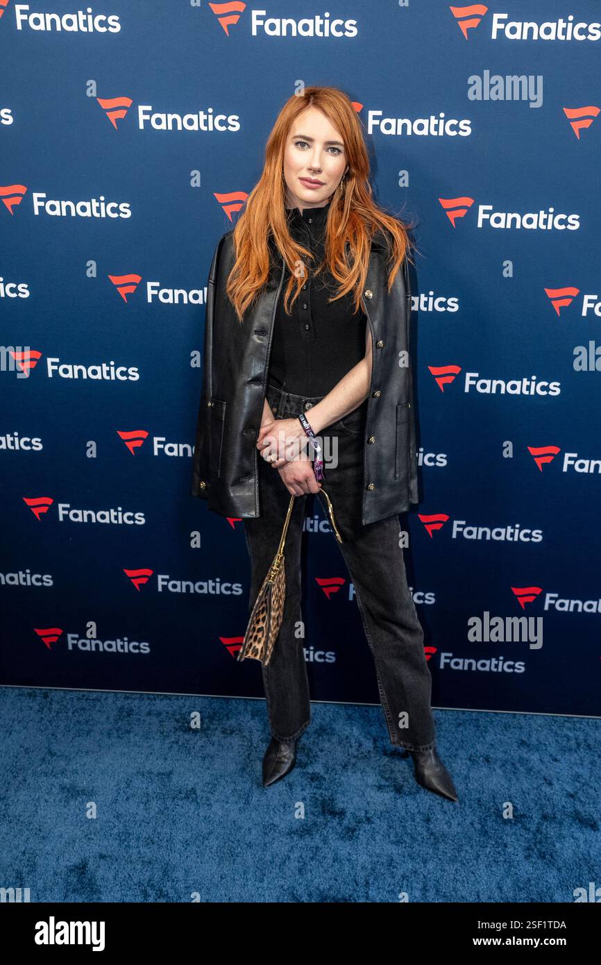 Emma Roberts attends Michael Rubin's Fanatics Super Bowl party on ...