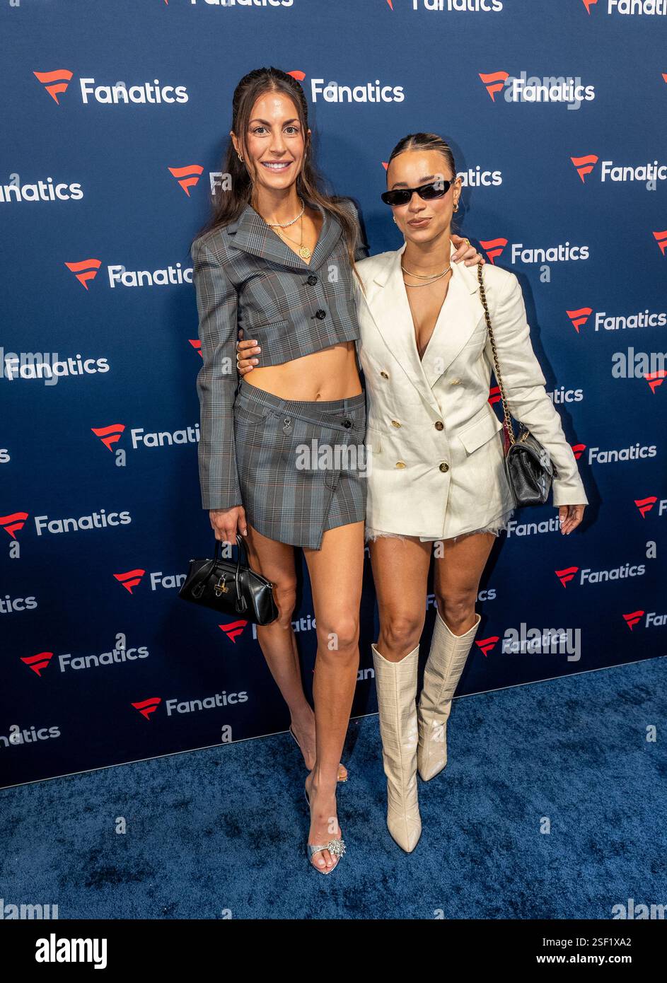 Camille Fishel, left, attends Michael Rubin's Fanatics Super Bowl party ...
