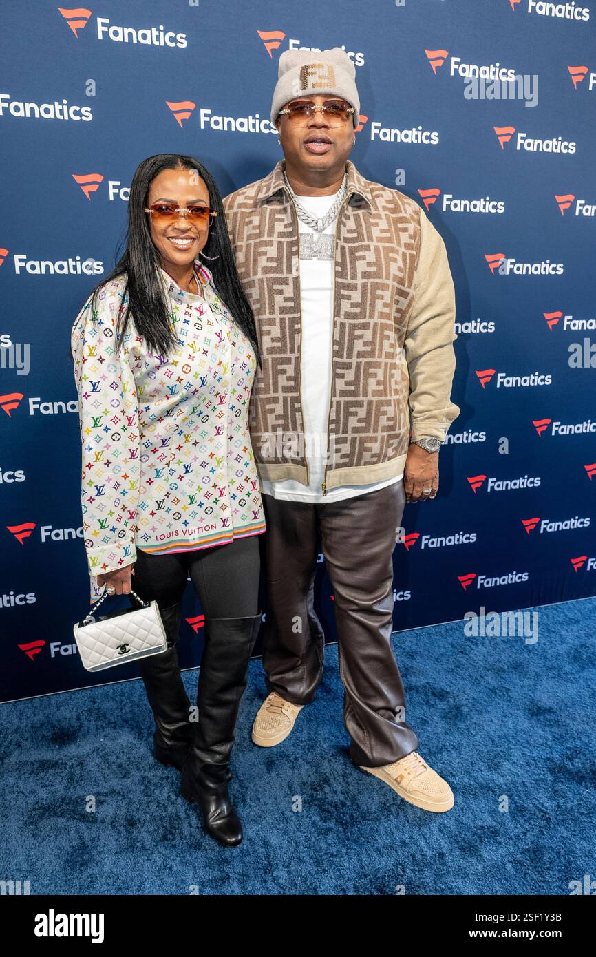 Tracy Stevens, left, and E-40 attend Michael Rubin's Fanatics Super ...