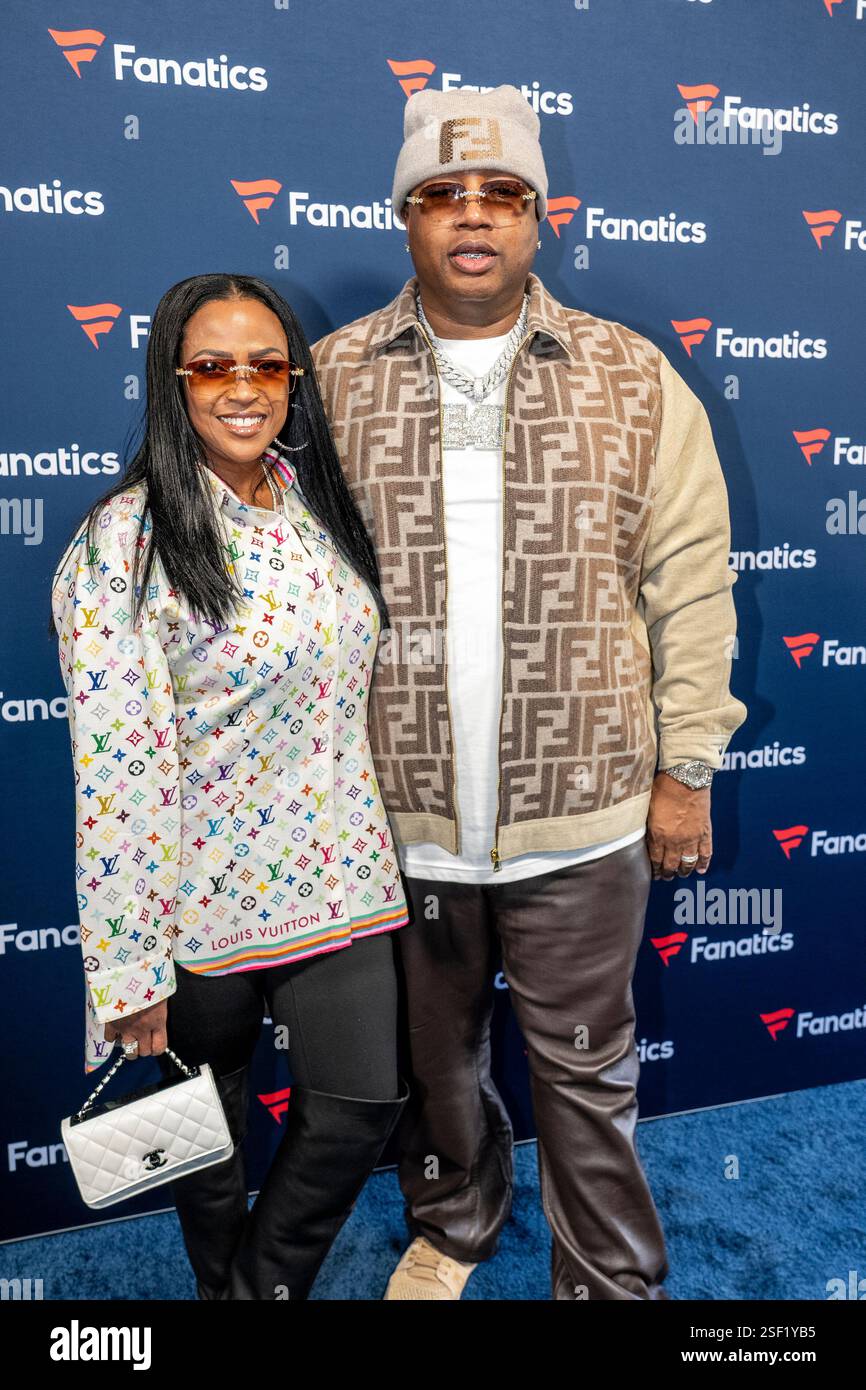 Tracy Stevens, left, and E-40 attend Michael Rubin's Fanatics Super ...