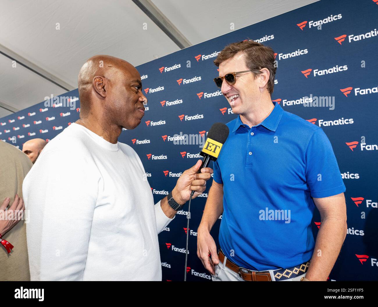 Eli Manning attends Michael Rubin's Fanatics Super Bowl party on ...