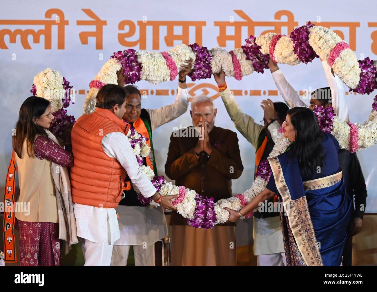NEW DELHI, INDIA - FEBRUARY 8: Prime Minister Narendra Modi, BJP Delhi ...