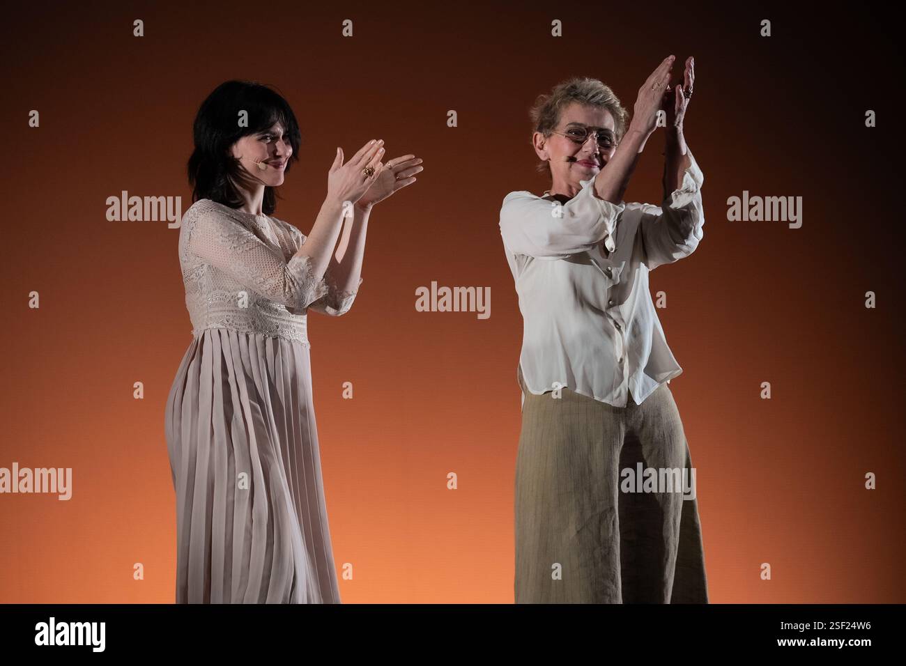 Pagani, Italy. 08th Feb, 2025. Erica Mou (L) and Concita De Gregorio (R ...