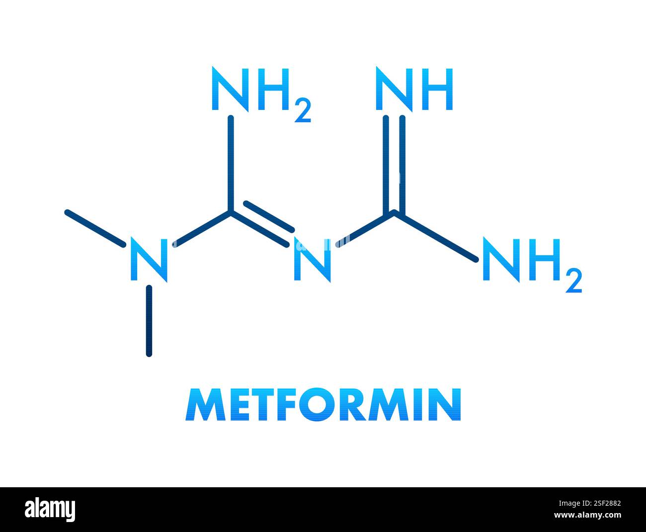 Metformin Molecular Structure With Chemical Formula C4h11n5 Showing Atoms Stock Vector Image
