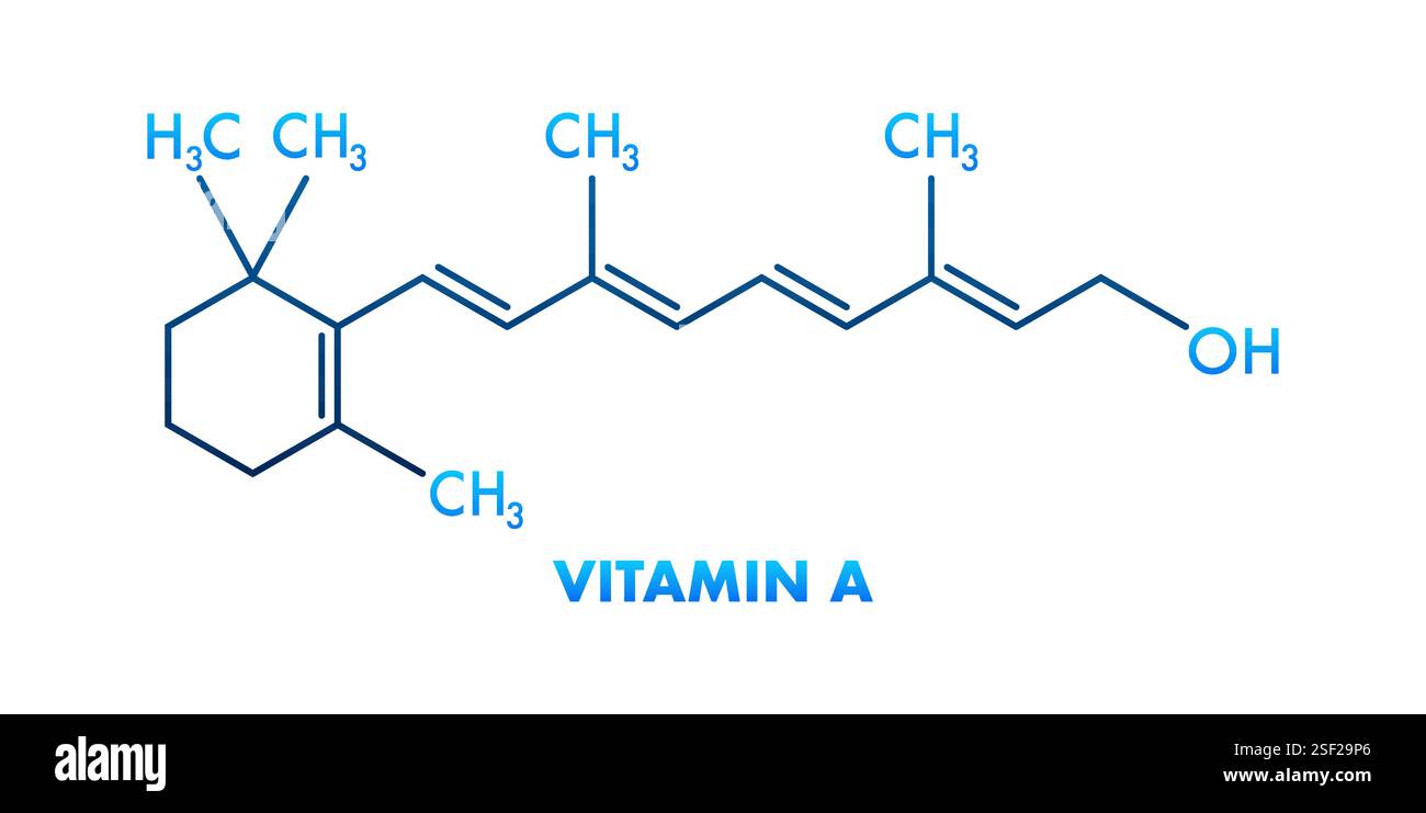 Vitamin A retinol molecule structure showing chemical formula Stock ...