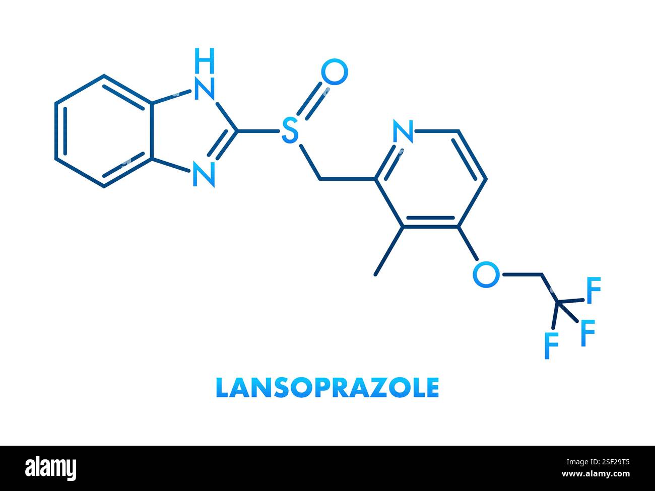 Lansoprazole Molecular Structure with Chemical Formula on White ...