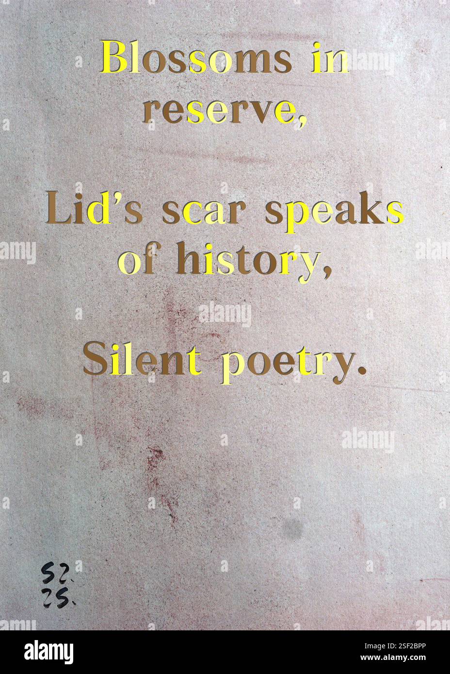 Blossoms in reserve, Lid's scar speaks of history, Silent poetry ...
