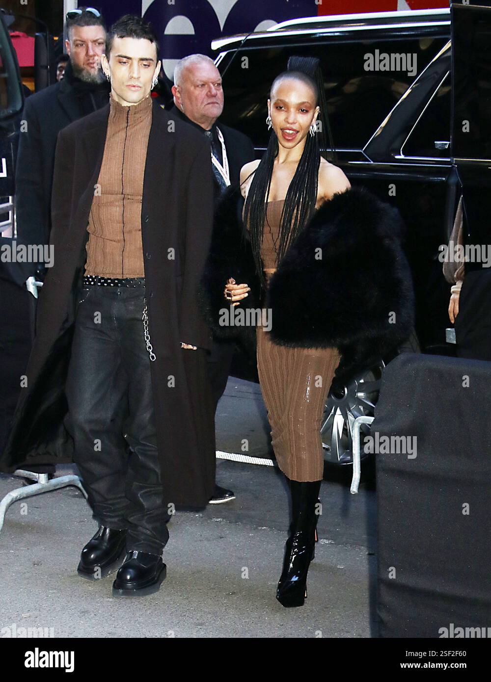 February 07, 2025 FKA Twigs, Jordan Hemingway attend Calvin Klein 2025 ...