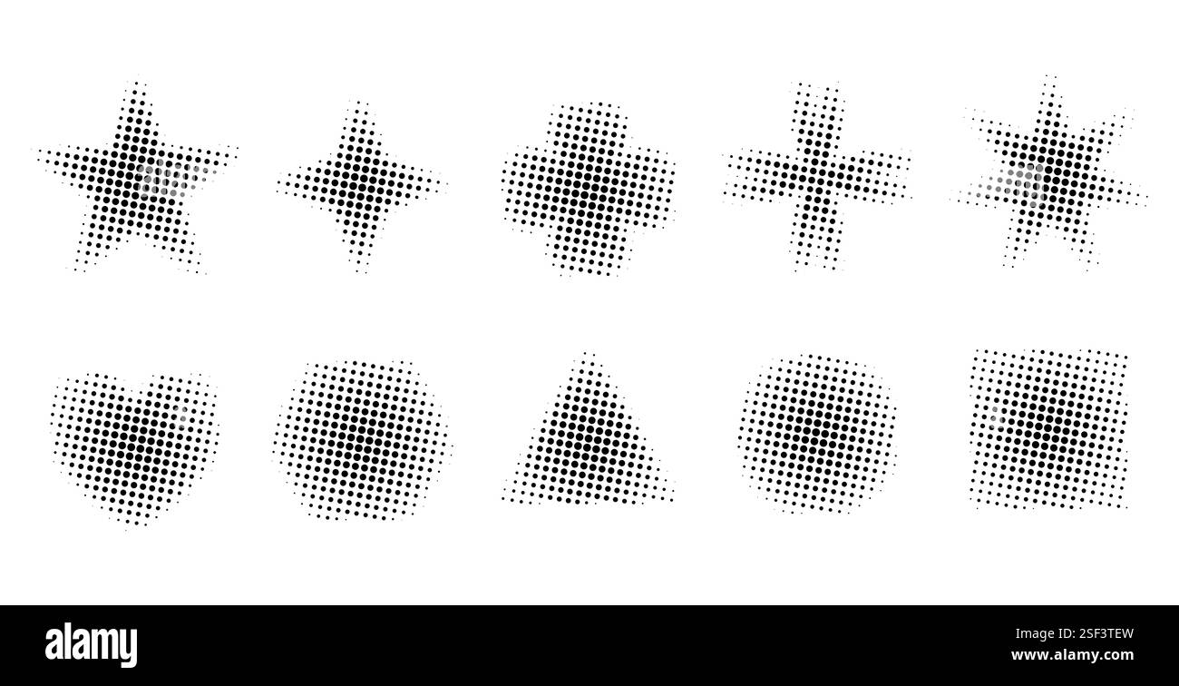 Collection of black halftone geometric shapes Stock Vector Image & Art - Alamy