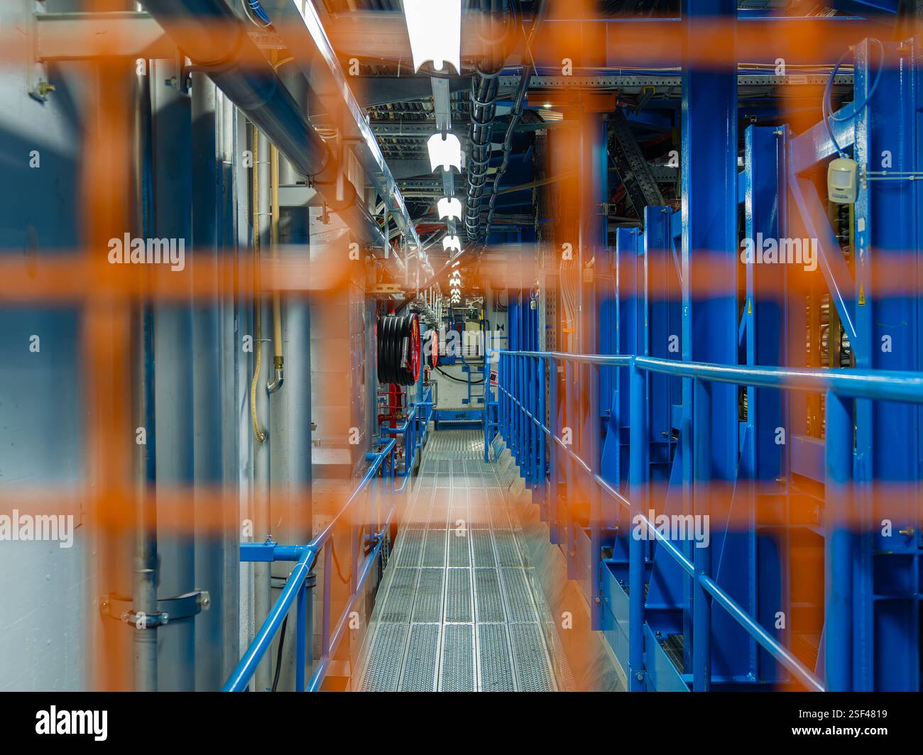 Geneva, Switzerland - February 5, 2025: Industrial corridor with safety ...