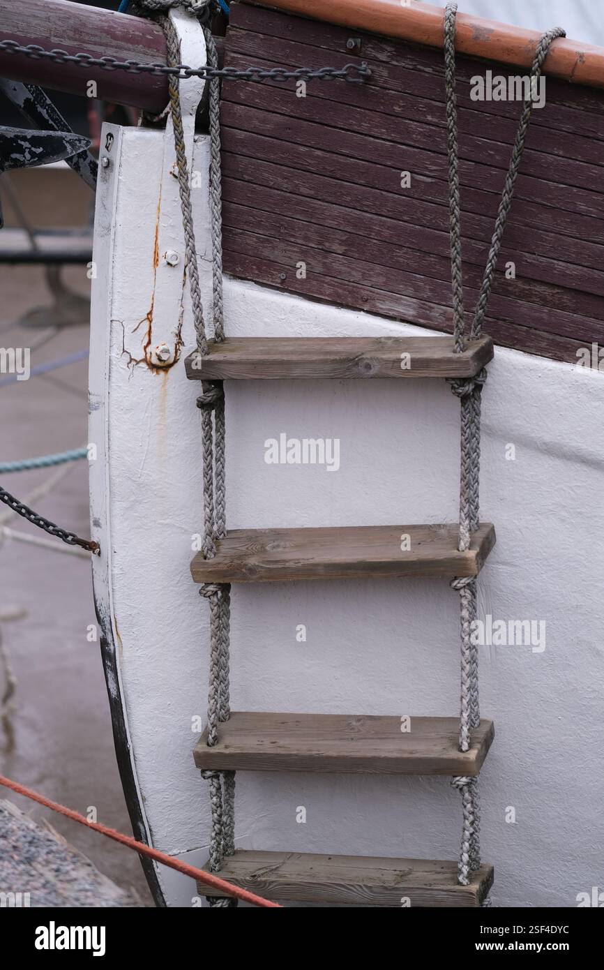Rope ladder on a ship Stock Photo - Alamy