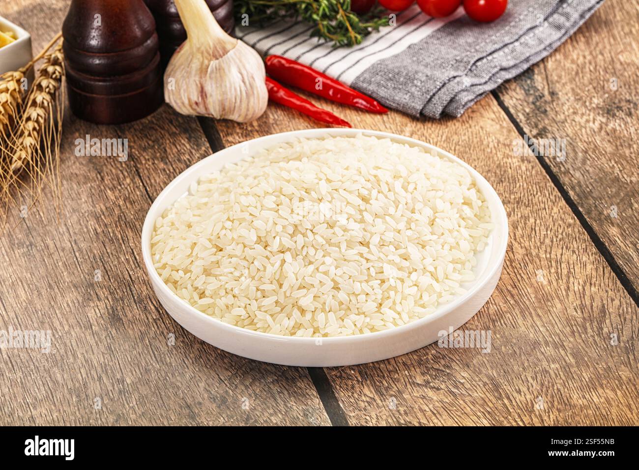 Dry raw Arborio rice for risotto Stock Photo - Alamy