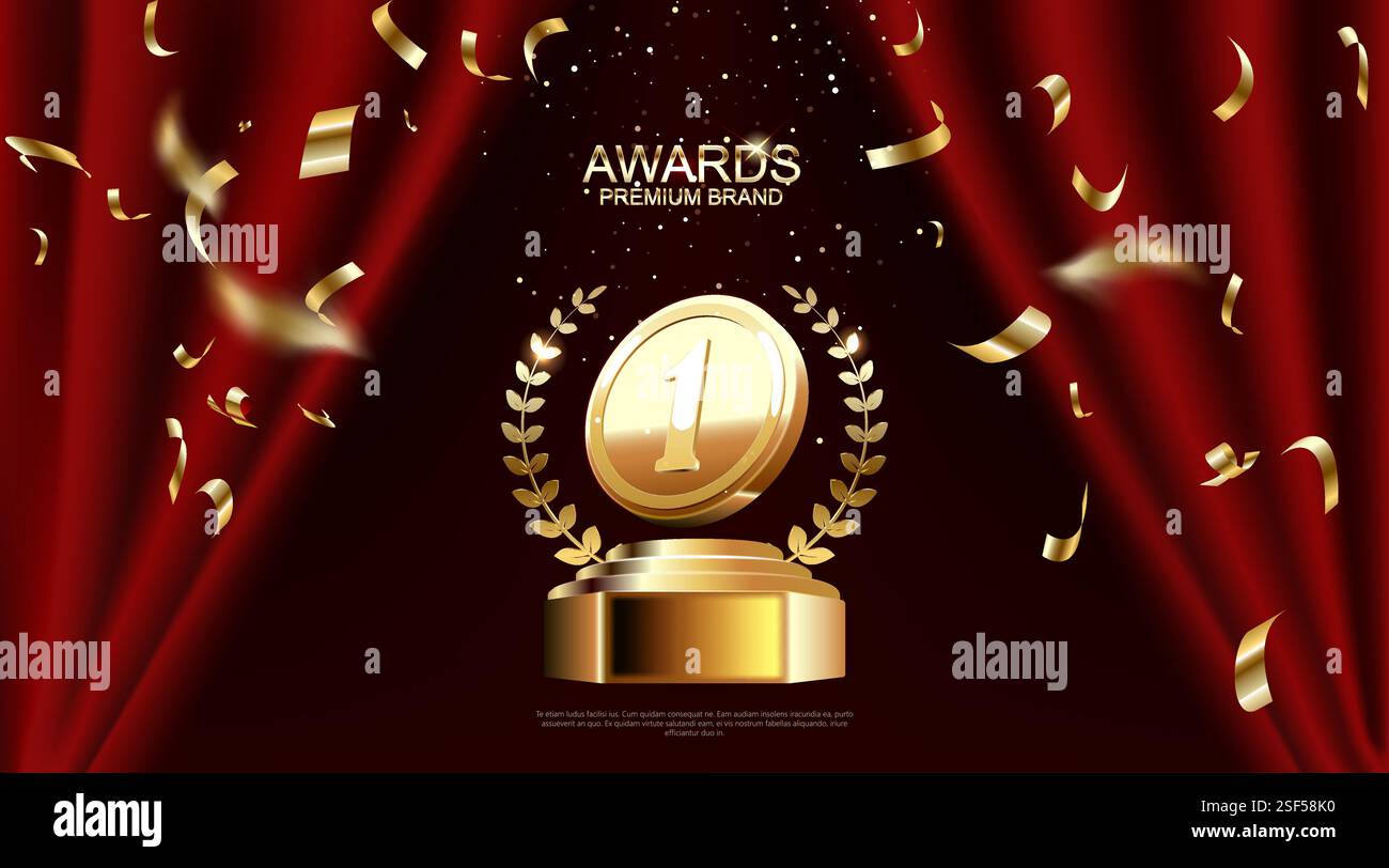 Top 1 best podium award sign, golden object. Vector illustration Stock ...