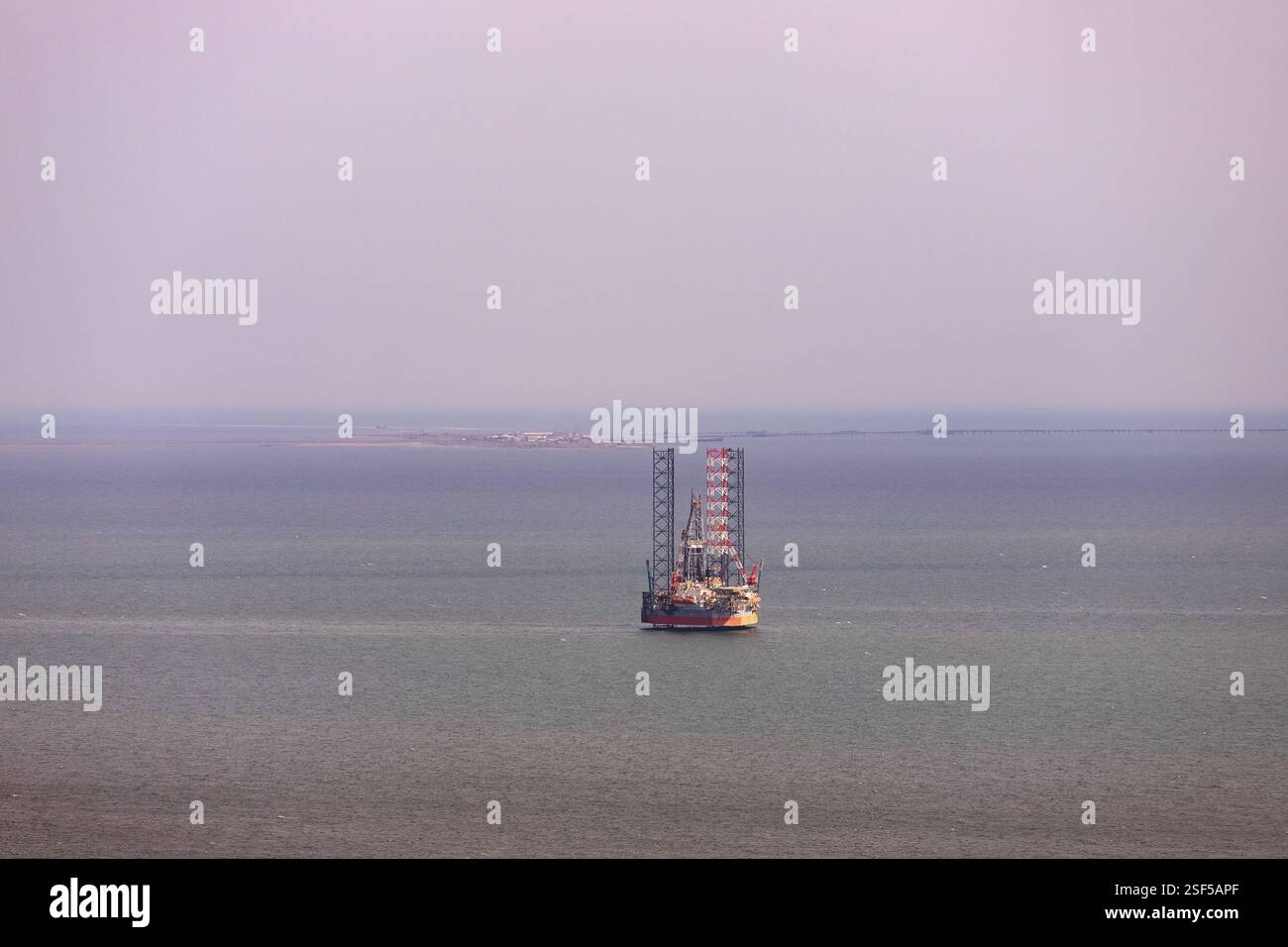 Baku. Azerbaijan. 03.27.2022. A floating oil rig stands in the sea ...