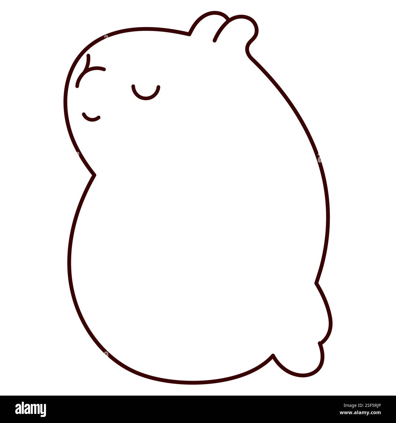 Kawaii cute outline capybara. Coloring page line drawing Stock Vector ...
