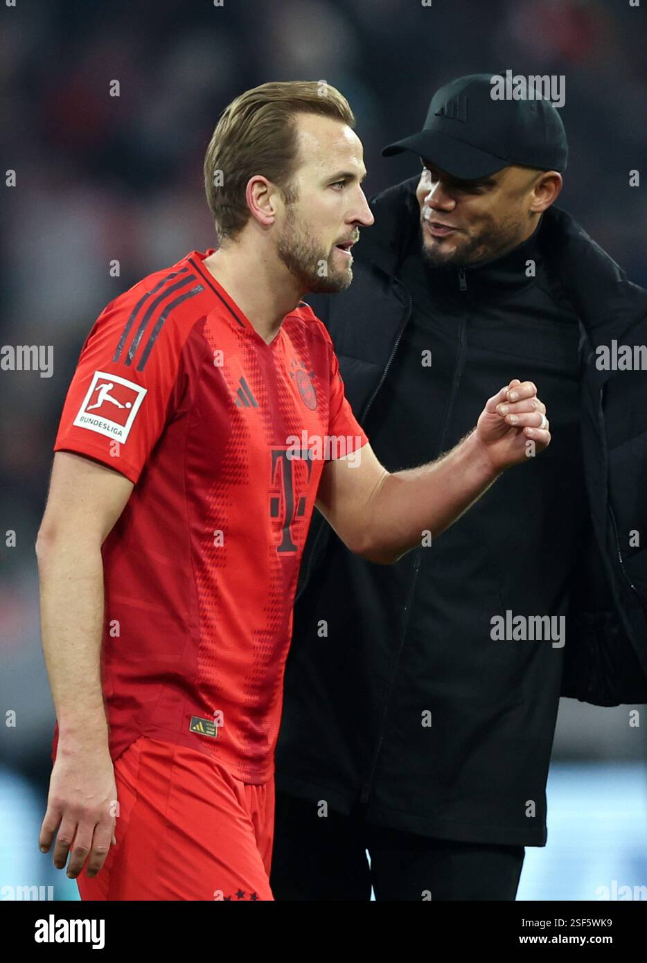 MUNICH, GERMANY - FEBRUARY 07: Harry Kane of Bayern Muenchen with Coach ...