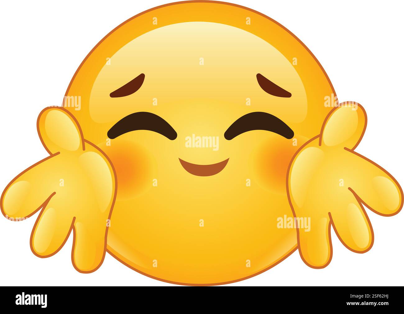 Smiling emoji emoticon face with open hands offering a warm hug Stock ...