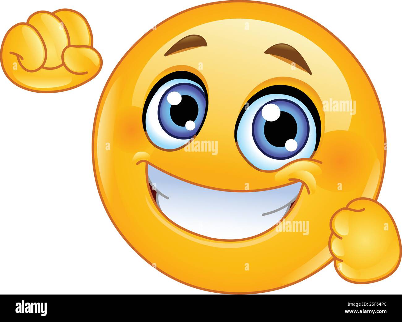 Happy emoji emoticon with a big smile and raised fists, expressing ...