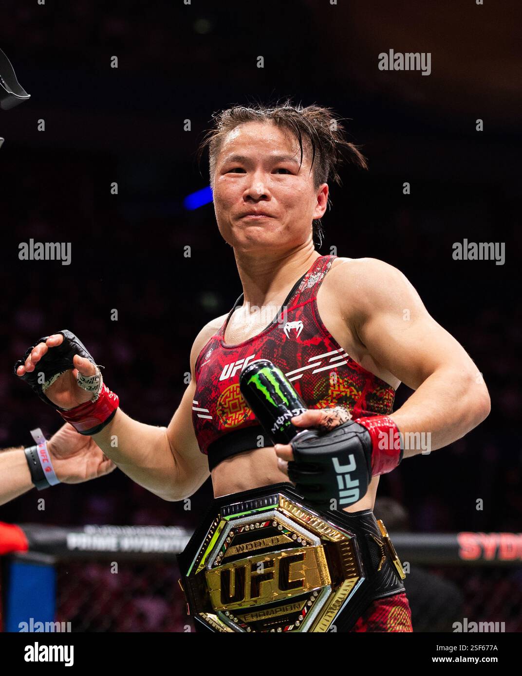Sydney, Australia. 9th Feb, 2025. Zhang Weili of China celebrates after ...