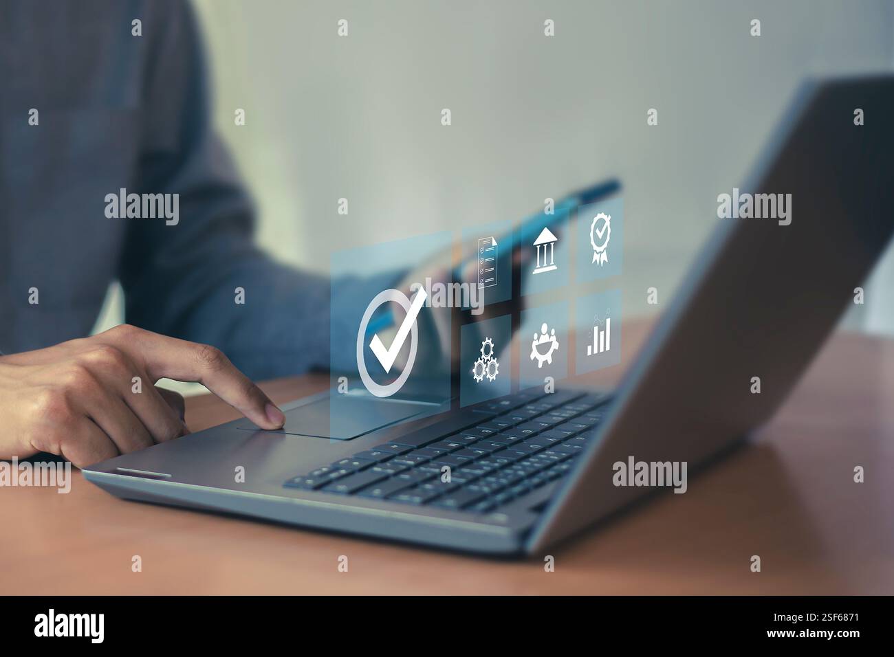 Quality Assurance, Standard Warranty ISO, businessman working with ...