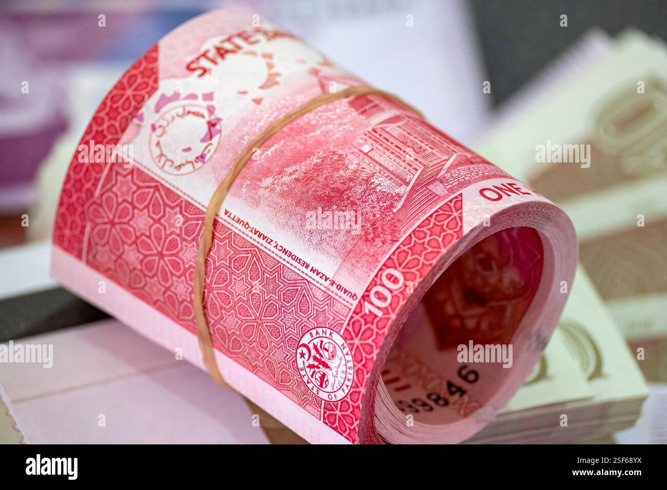 Pakistani banknote bundles stacked on isolated background Stock Photo ...