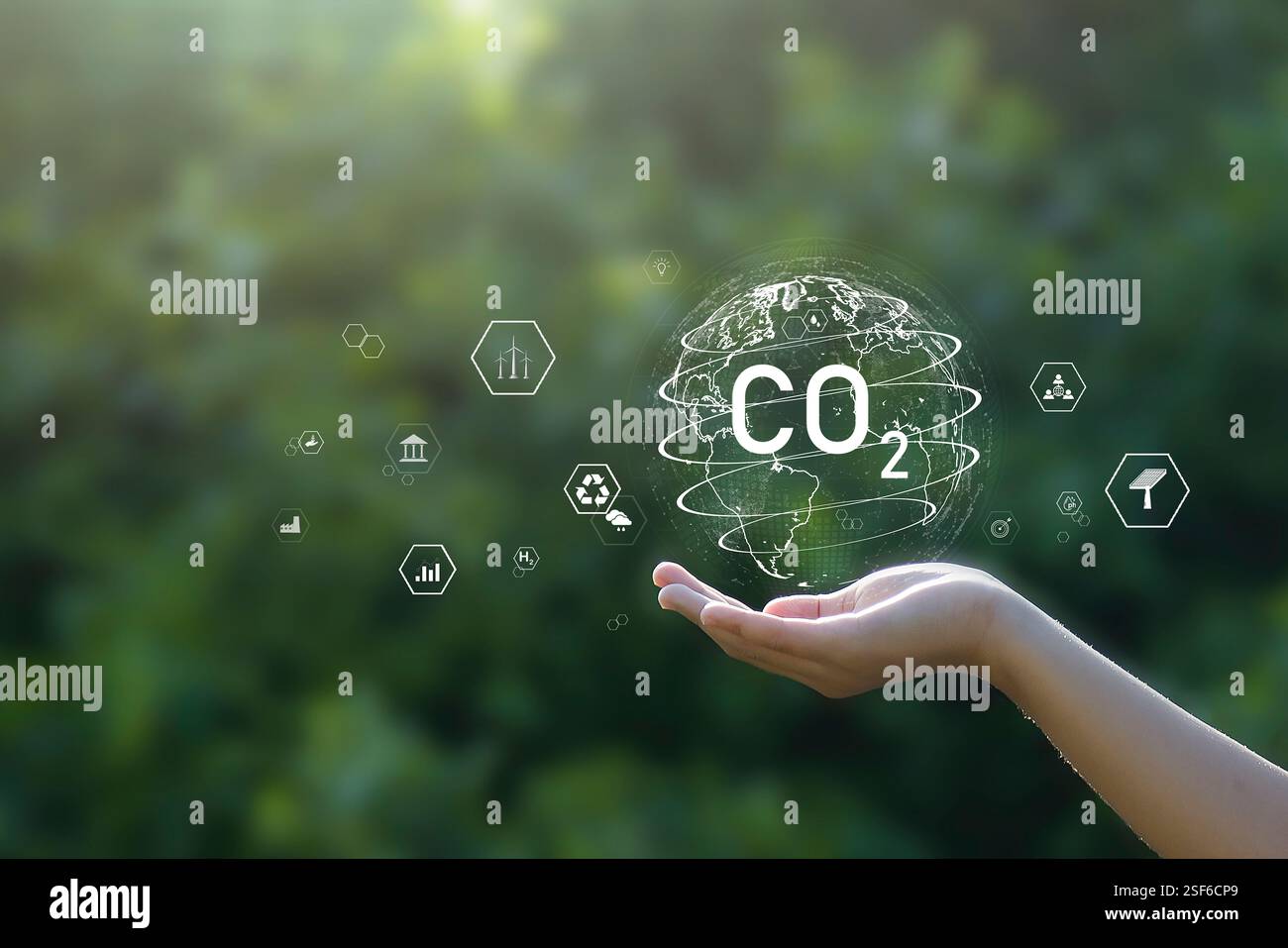 The carbon neutral concept reduces CO2 emissions, reducing global warming. Goal of net zero ...