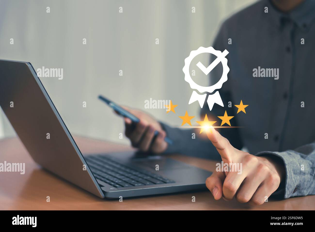 Quality Assurance, Standard Warranty ISO, businessman working with ...