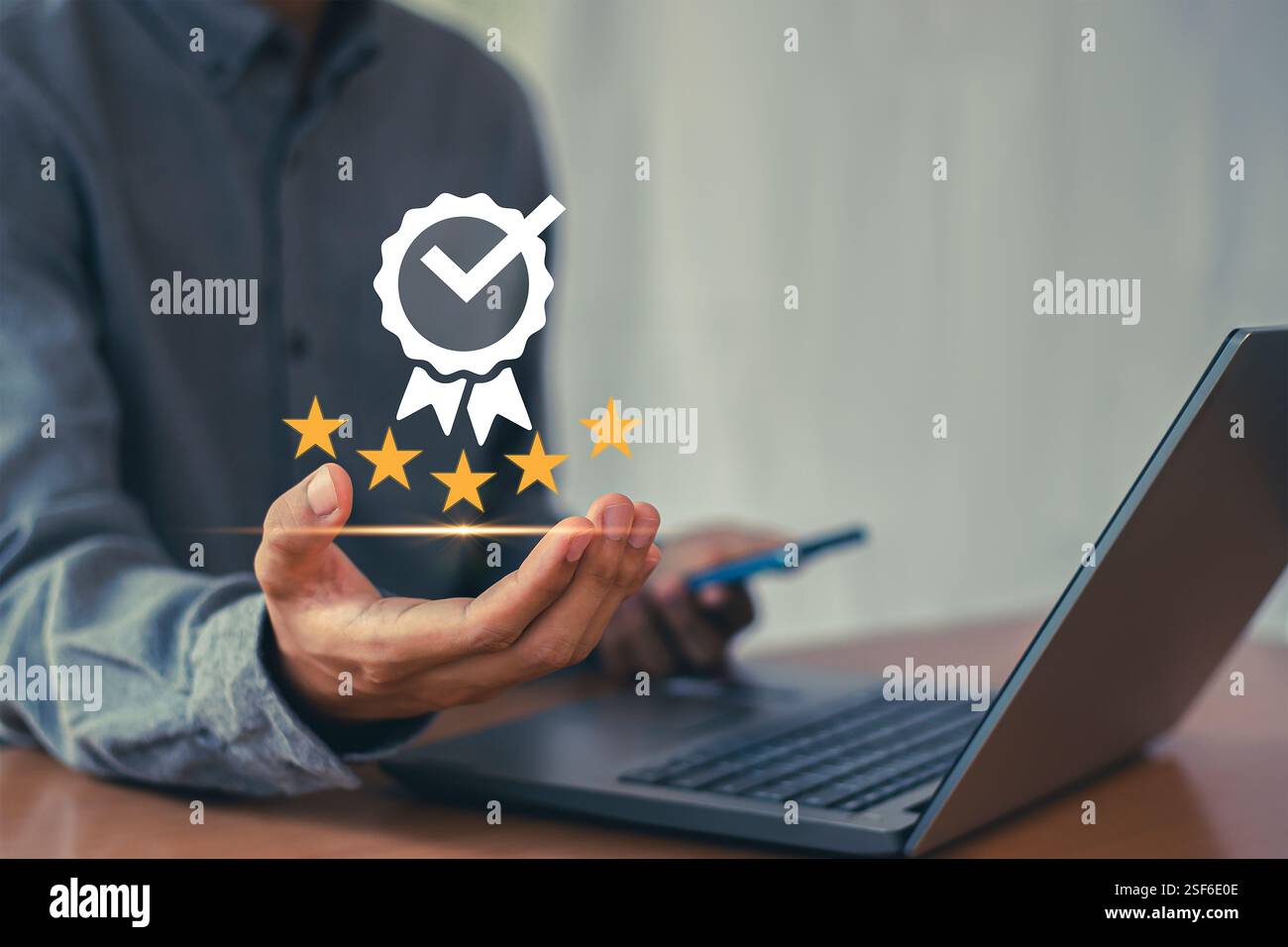 Quality Assurance, Standard Warranty ISO, businessman working with ...