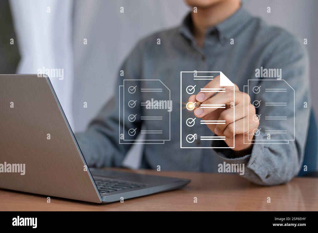 checklist Complete the performance review digital form checklist.business people using ...