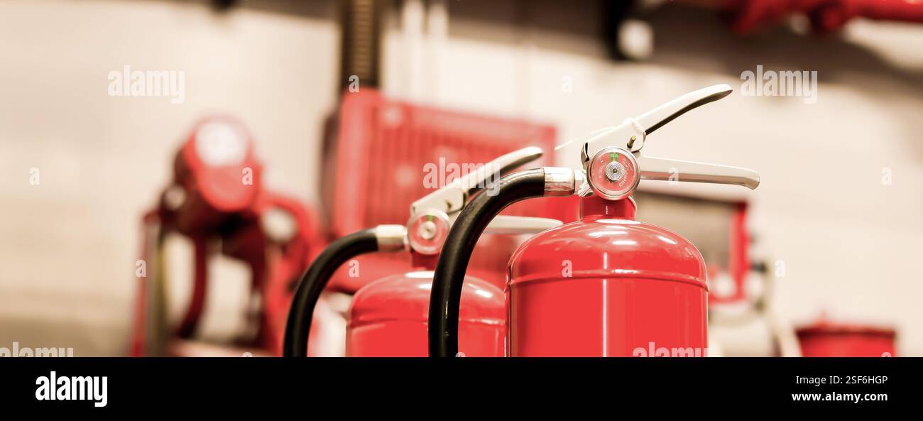 fire extinguishers available in fire emergencies Stock Photo - Alamy