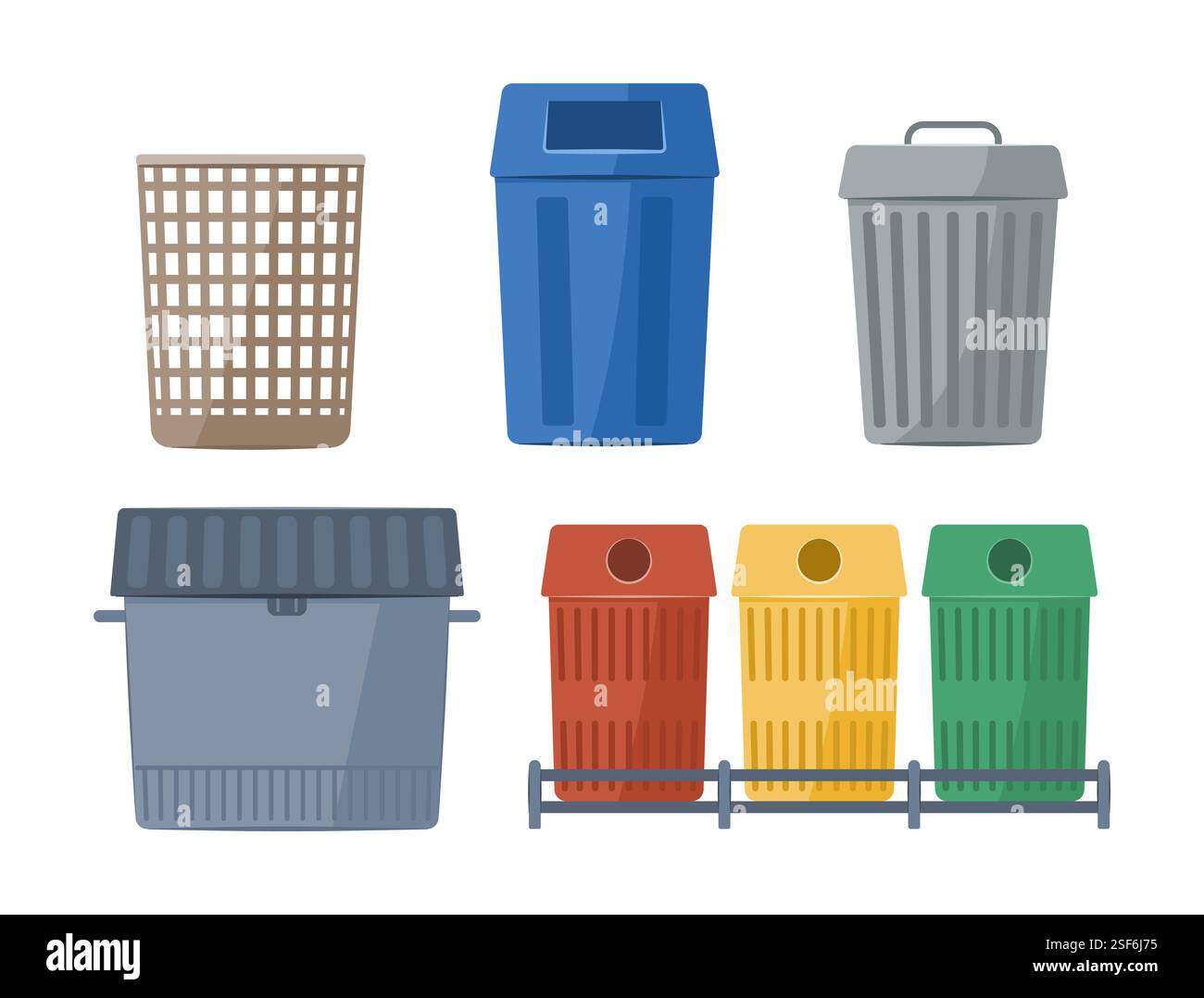 Set of Trash Can and Garbage Bin for Waste Management and Recycle ...